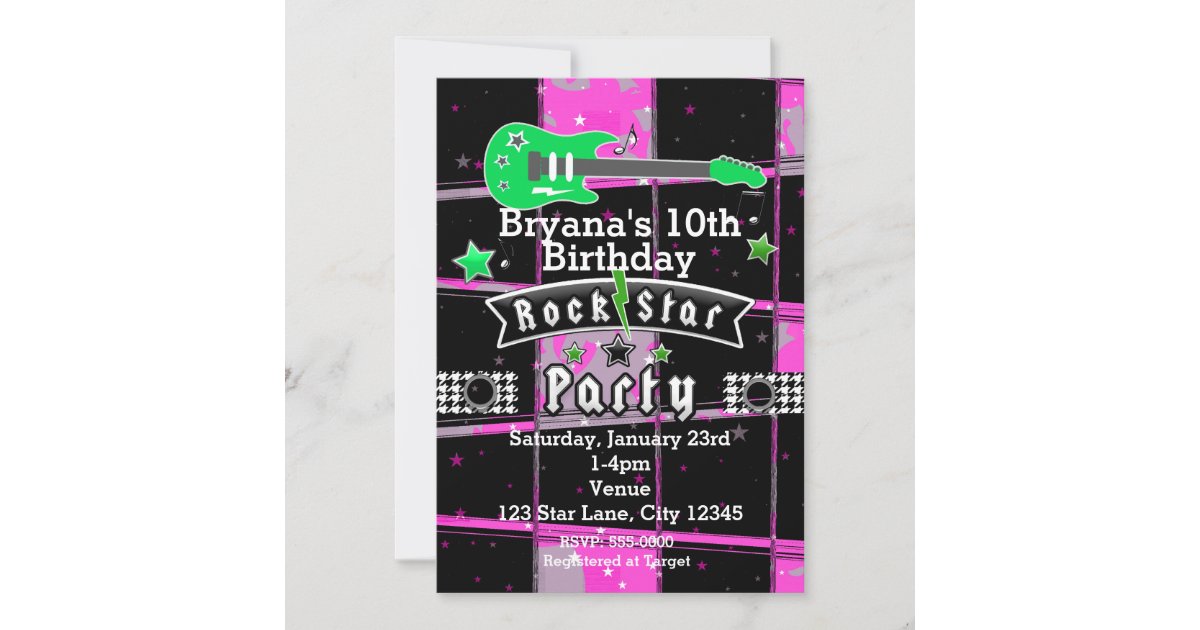 Girls Rock Star Birthday Party Invitations | Zazzle