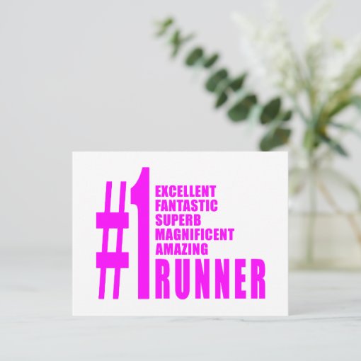 Girls Running Runners : Pink Number One Runner Postcard | Zazzle