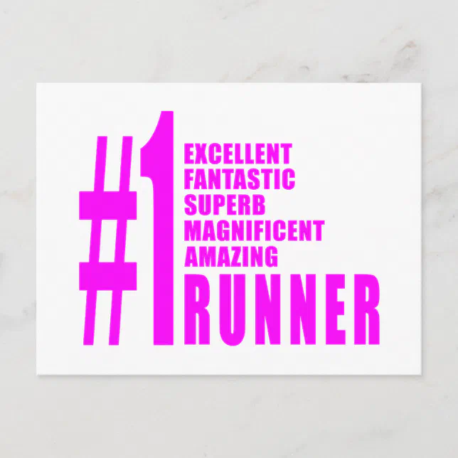Girls Running Runners : Pink Number One Runner Postcard | Zazzle