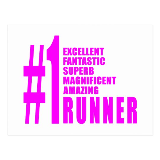 Girls Running Runners : Pink Number One Runner Postcard | Zazzle.com