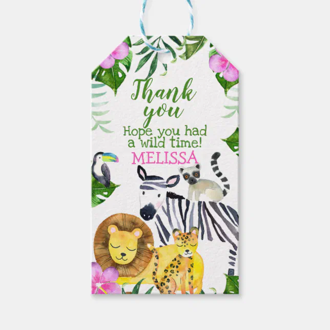 Girl's Safari Birthday Favor Tag | Zazzle