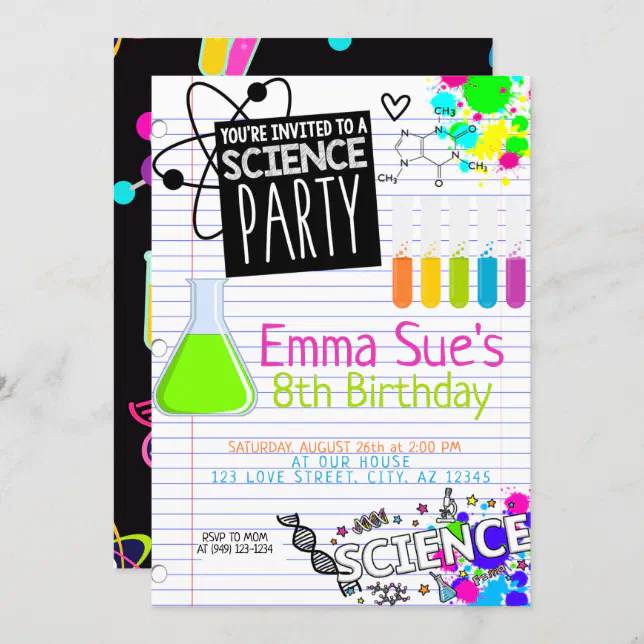 Girl's Science Lab Scientist Party Birthday Invitation | Zazzle