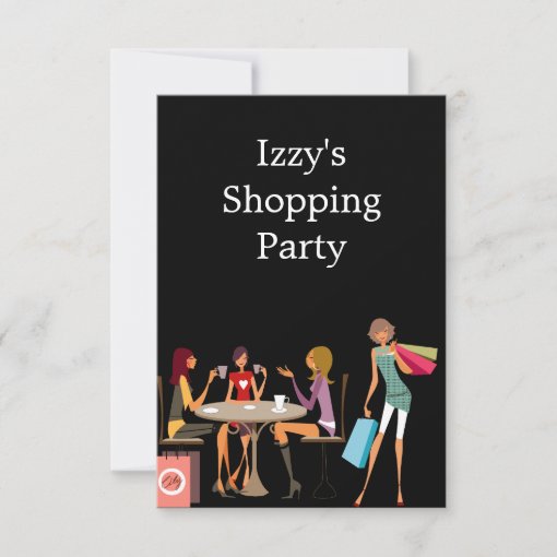 Girls Shopping Party Event Black Invitation | Zazzle