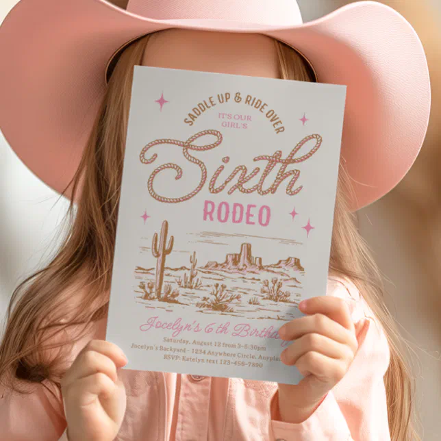 Girl's Sixth Rodeo Birthday Invitation | Zazzle