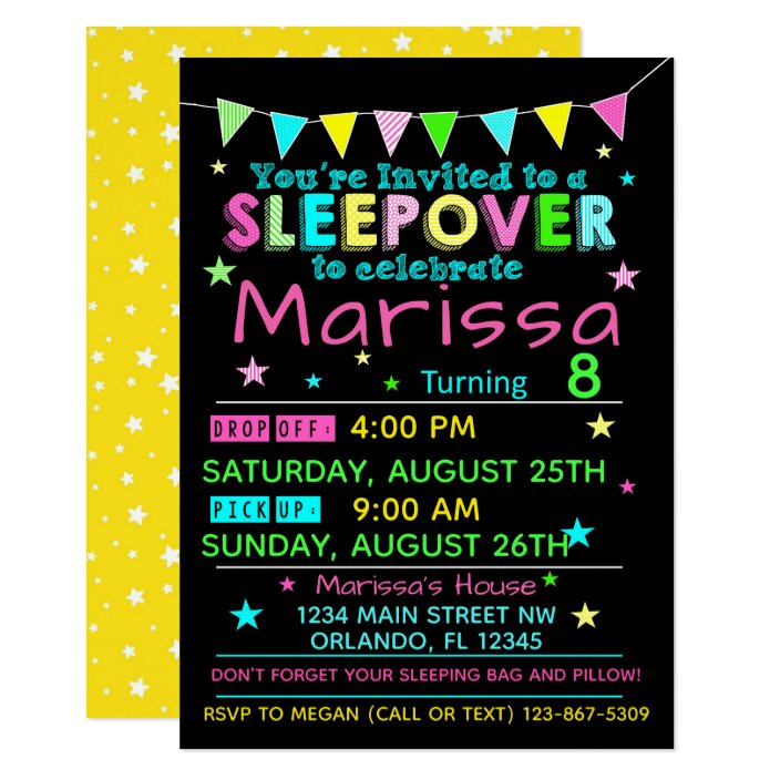 Girls Sleepover Birthday Invitation Slumber Party | Zazzle.com
