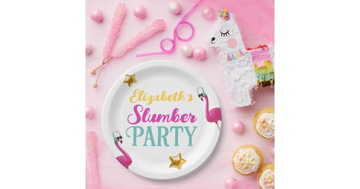 Girls SLEEPOVER Slumber Birthday Party Paper Plates | Zazzle