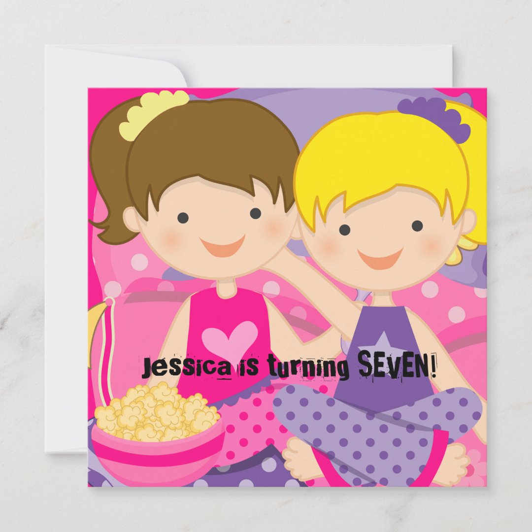 Girls Slumber Party Birthday Invitation | Zazzle