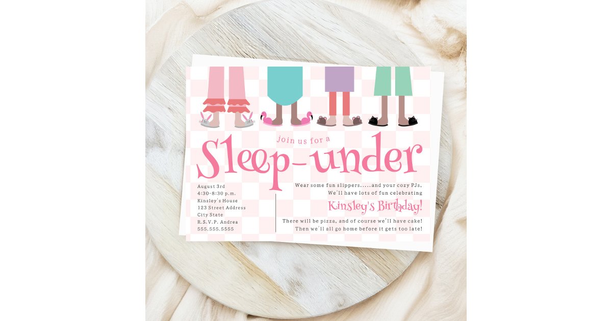 Girls Slumber Party Birthday Sleep Under Invitation | Zazzle