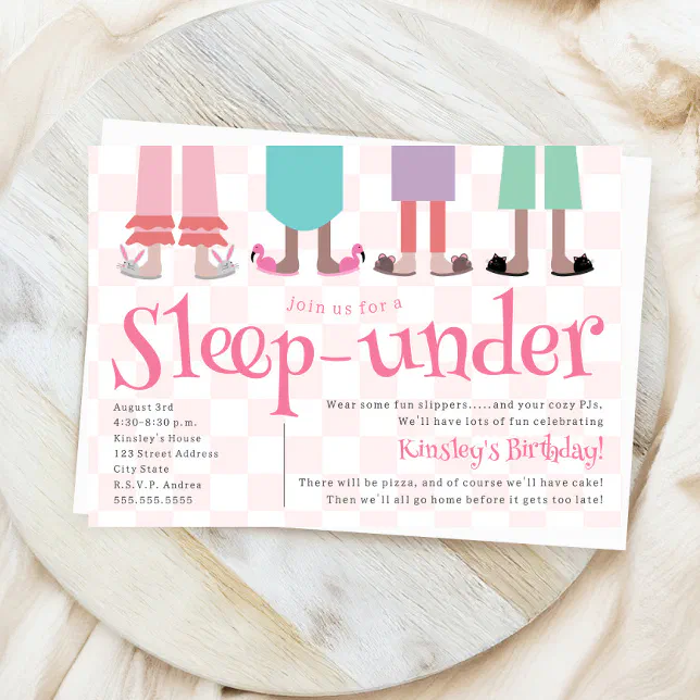 Girls Slumber Party Birthday Sleep Under Invitation | Zazzle