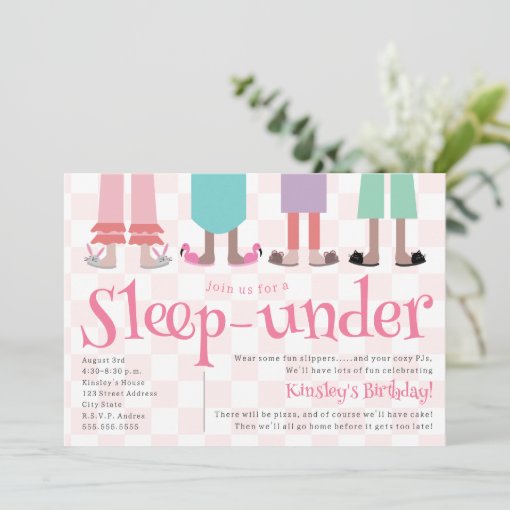 Girls Slumber Party Birthday Sleep Under Invitation | Zazzle
