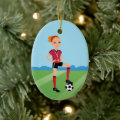 Girl's Soccer Player Personalized Ceramic Ornament | Zazzle