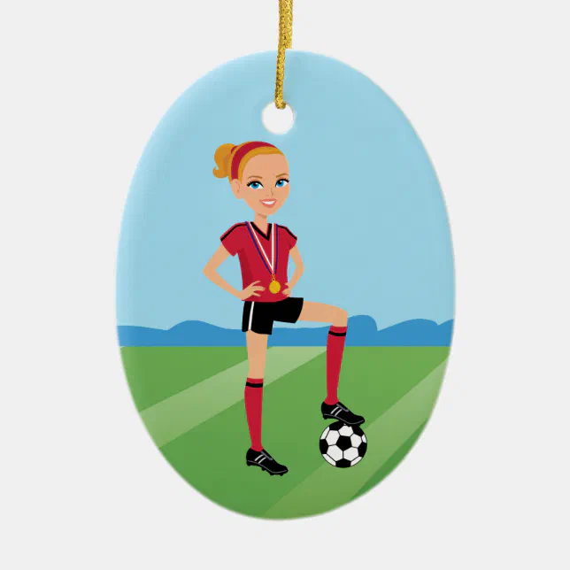 Girl's Soccer Player Personalized Ceramic Ornament | Zazzle