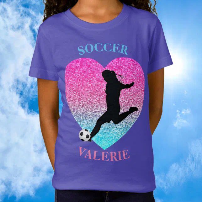 Girls Soccer Purple T-Shirt | Zazzle