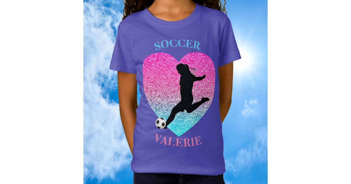 Girls Soccer Purple T-Shirt | Zazzle