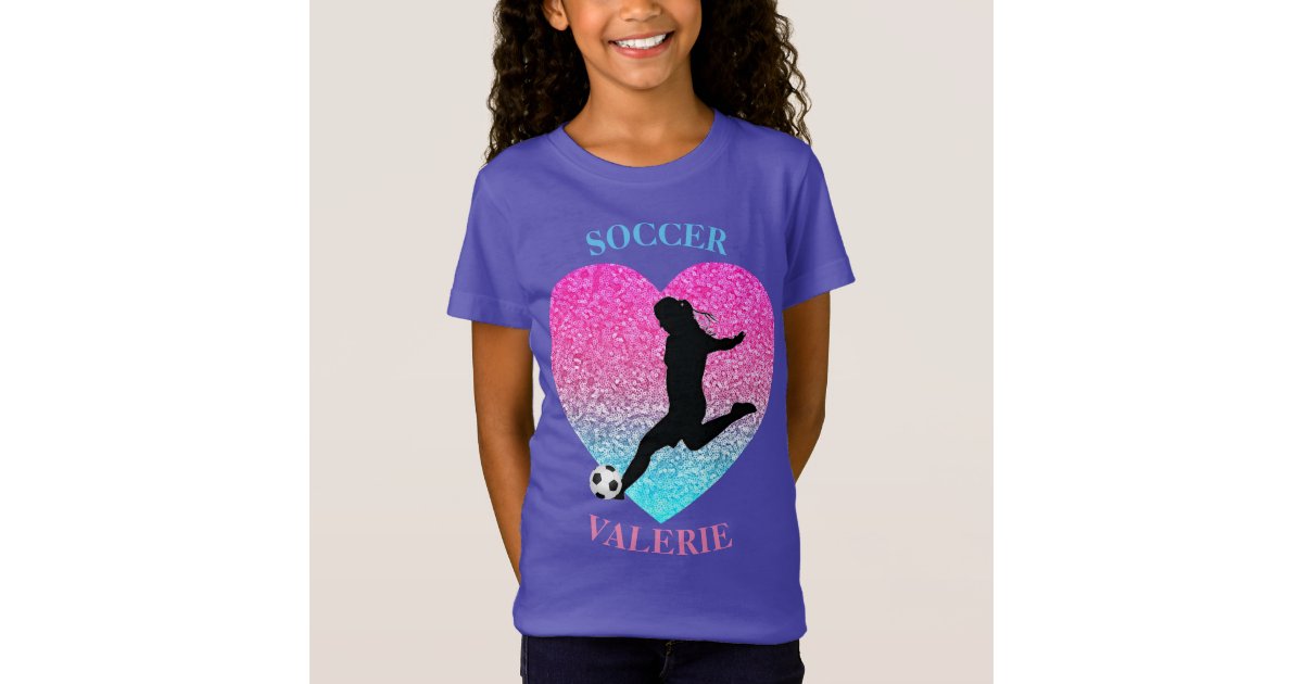 Girls Soccer Purple T-Shirt | Zazzle
