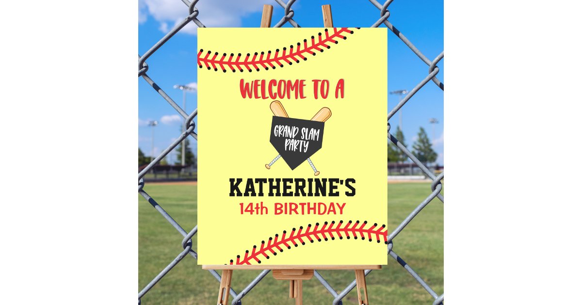 Girls Softball Birthday Party Welcome Poster | Zazzle