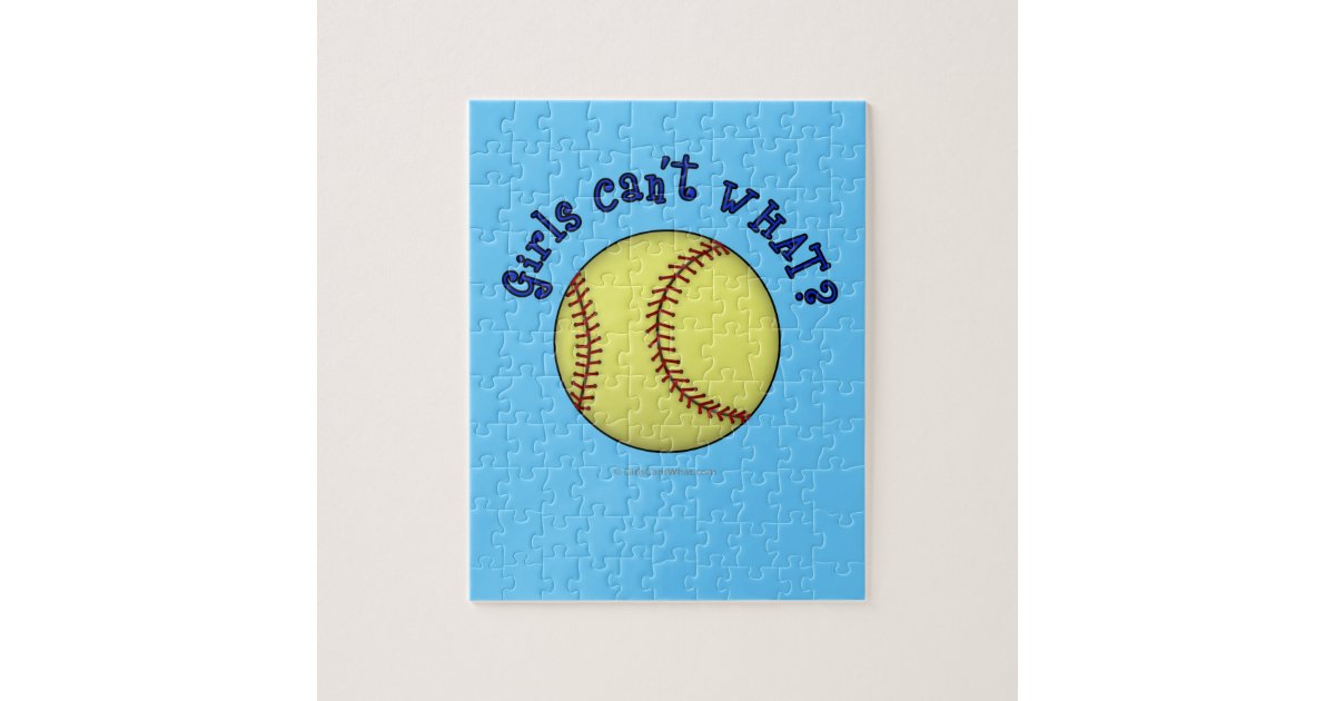 Girls Softball-Blue Jigsaw Puzzle | Zazzle