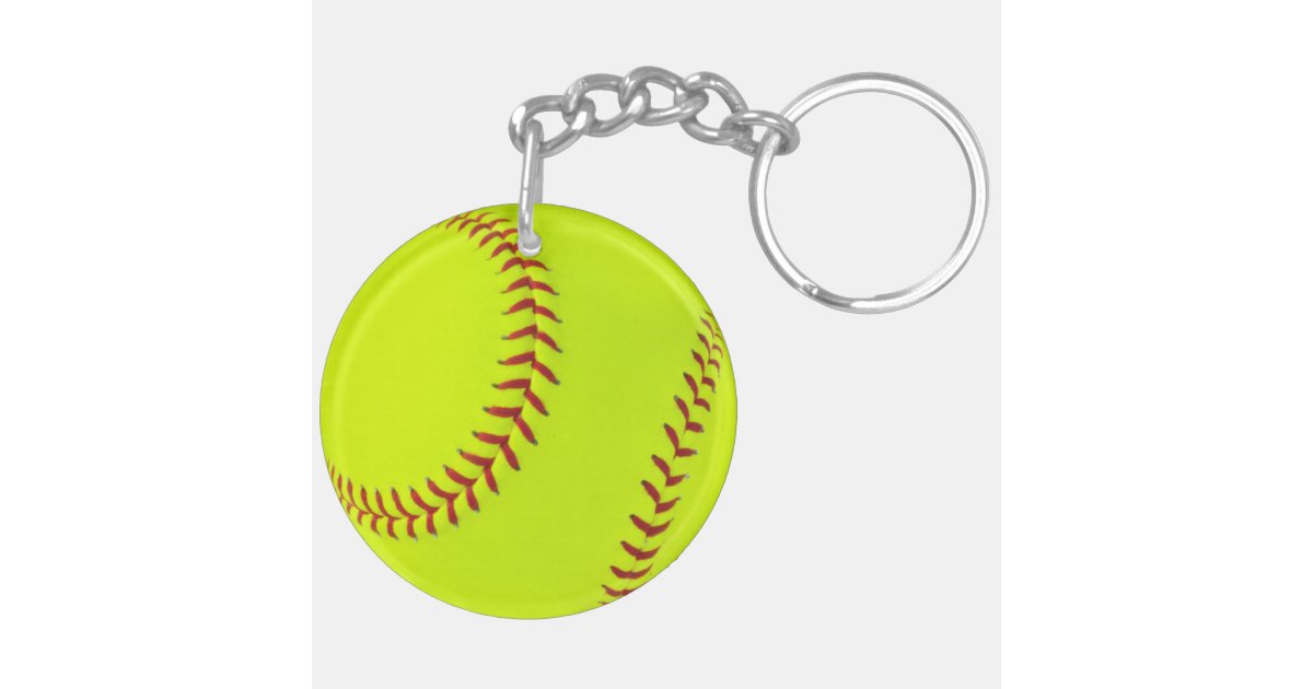Girls Softball double sided round keychain | Zazzle