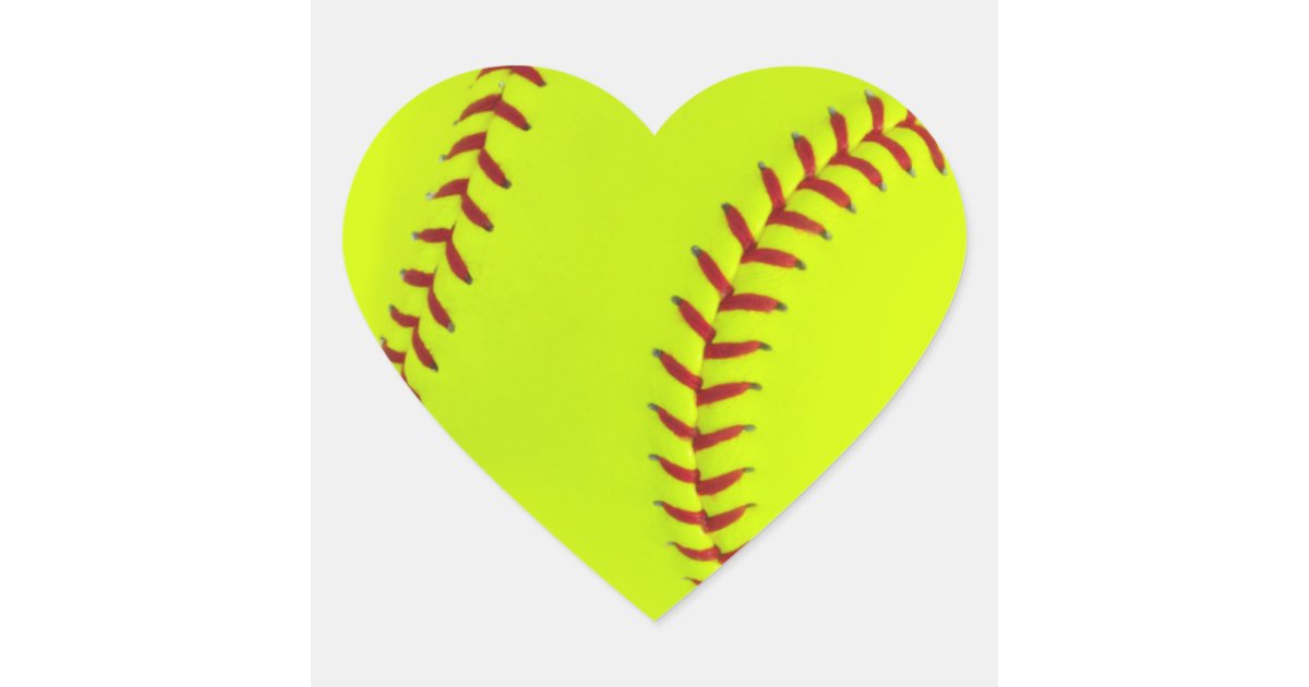 Girls Softball Heart Stickers | Zazzle