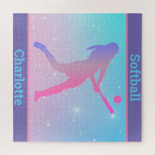 Girls Softball Pastel Puzzle | Zazzle