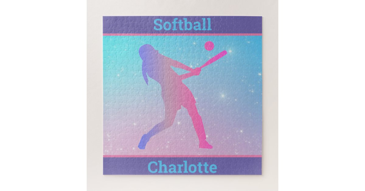 Girls Softball Pastel Puzzle | Zazzle