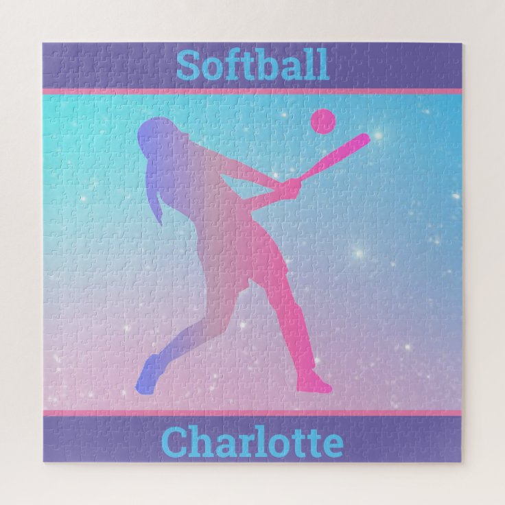 Girls Softball Pastel Puzzle | Zazzle