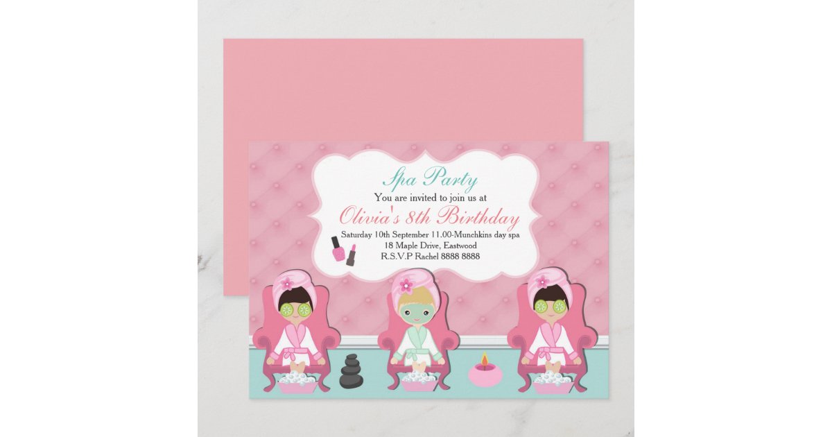 Girls Spa Invitation Pamper party Invite | Zazzle