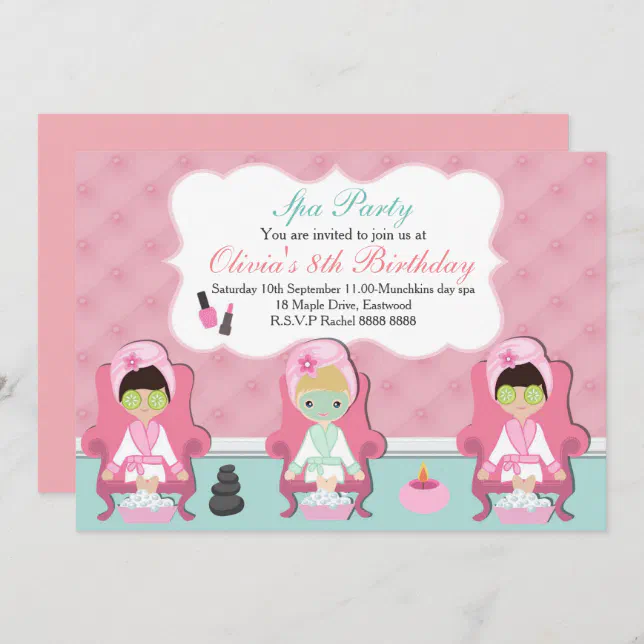 Girls Spa Invitation Pamper party Invite | Zazzle
