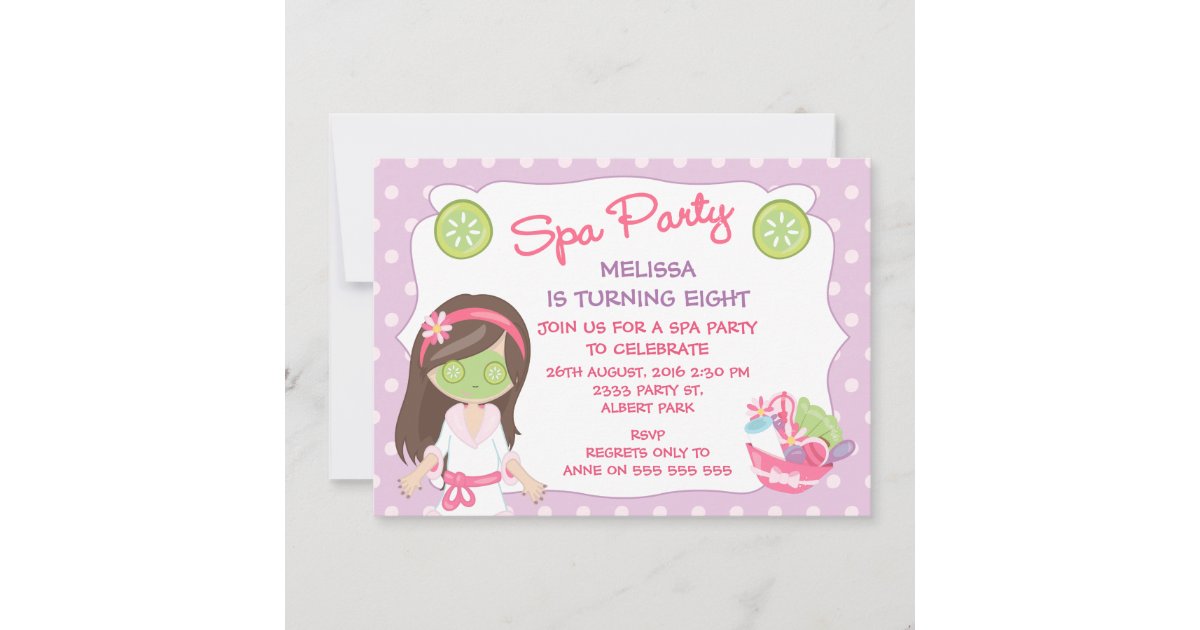 Girls Spa Party Birthday Party Invitation | Zazzle