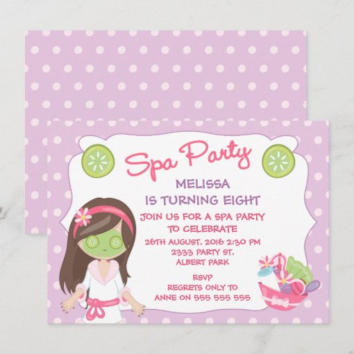 Girls Spa Party Birthday Party Invitation | Zazzle