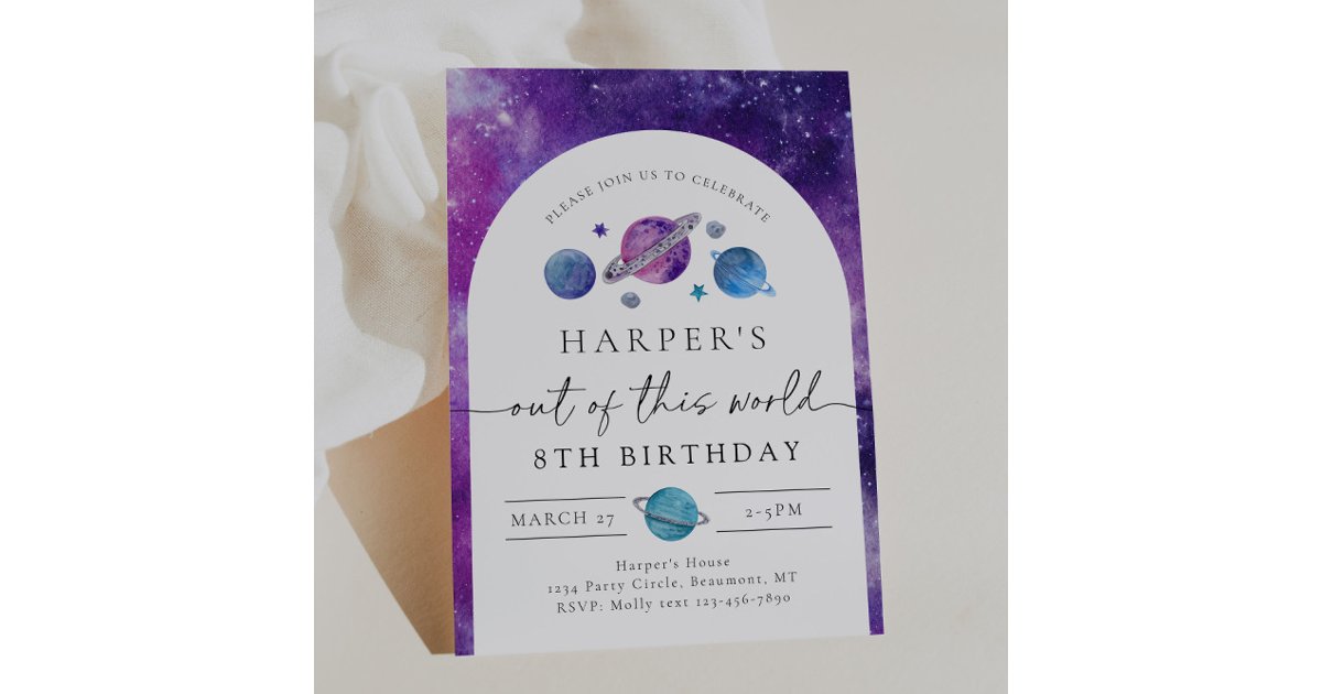 Girl's Space Birthday Invitation | Space Birthday | Zazzle