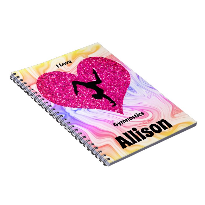 GIRLS SPARKLE PERSONALIZED GYMNASTICS NOTEBOOK | Zazzle.com