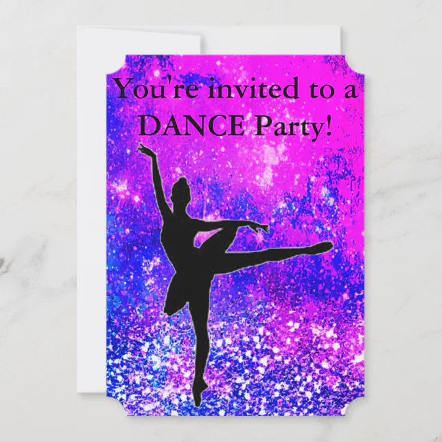 Girls Sparkly Dance Birthday Party Invitations | Zazzle