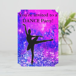 Girls Sparkly Dance Birthday Party Invitations | Zazzle