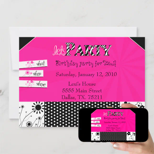 Girl's Stylish Party Invite | Zazzle