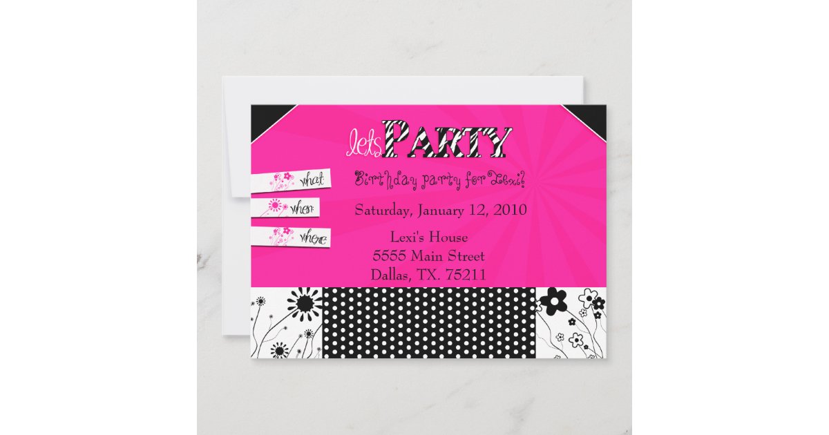 Girl's Stylish Party Invite | Zazzle
