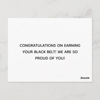 Girl's Taekwondo Karate Black Belt Congratulations Postcard | Zazzle
