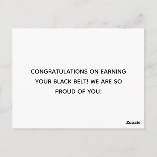 Girl's Taekwondo Karate Black Belt Congratulations Postcard | Zazzle
