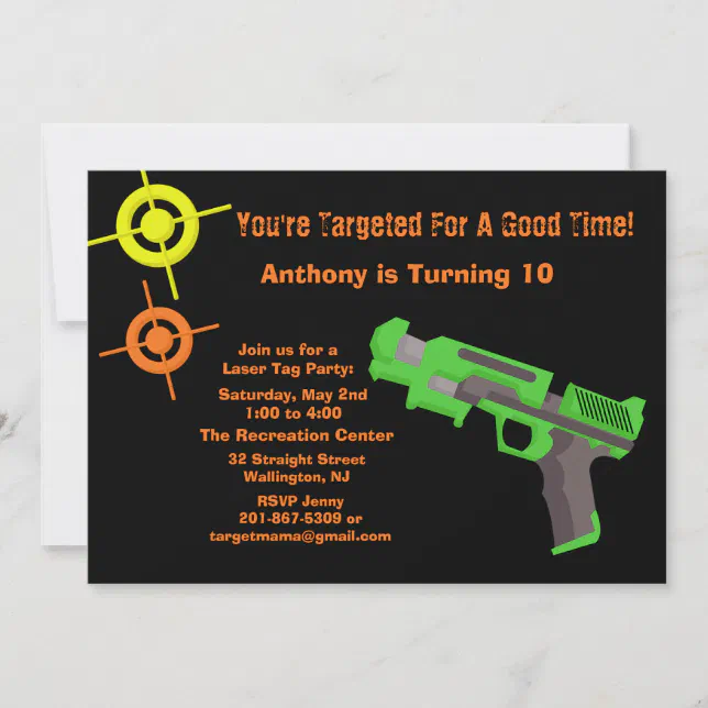 Girls Target Laser Tag Birthday Party Invitation | Zazzle