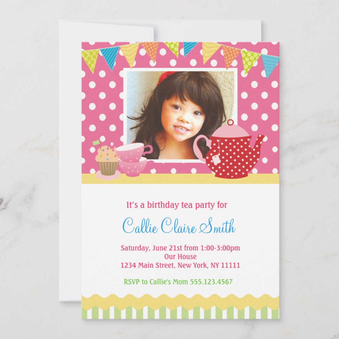 Girls Tea Party Birthday Invitations | Zazzle
