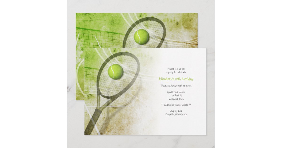Girl's tennis birthday party invitation | Zazzle