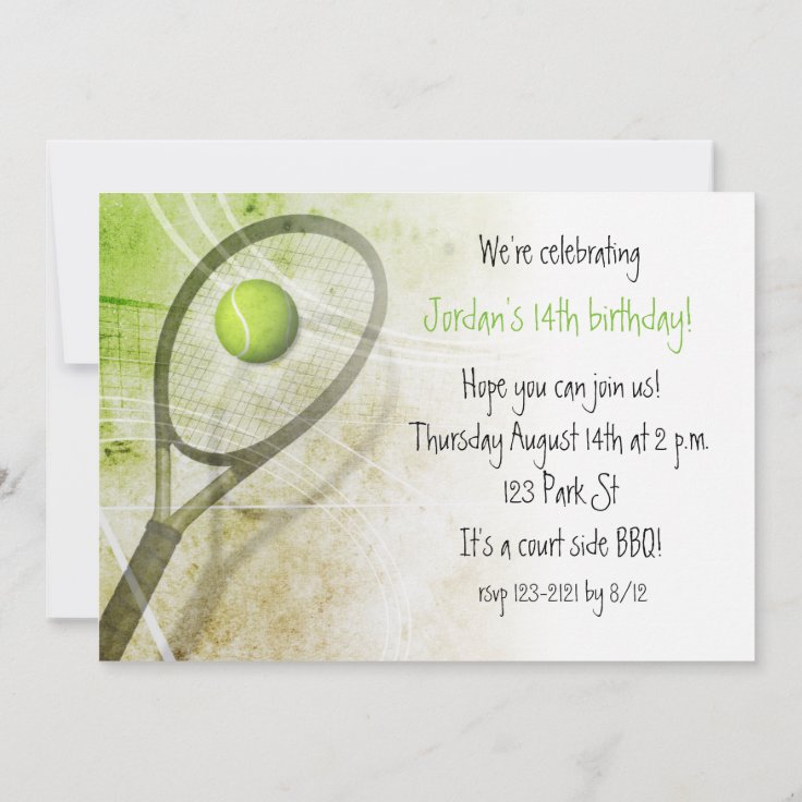 Girl's tennis birthday party invitation | Zazzle