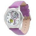 Girl's tennis watch with cute racket and monogram | Zazzle