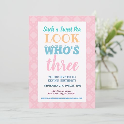 Girls Third Birthday Invitation Wording | Zazzle