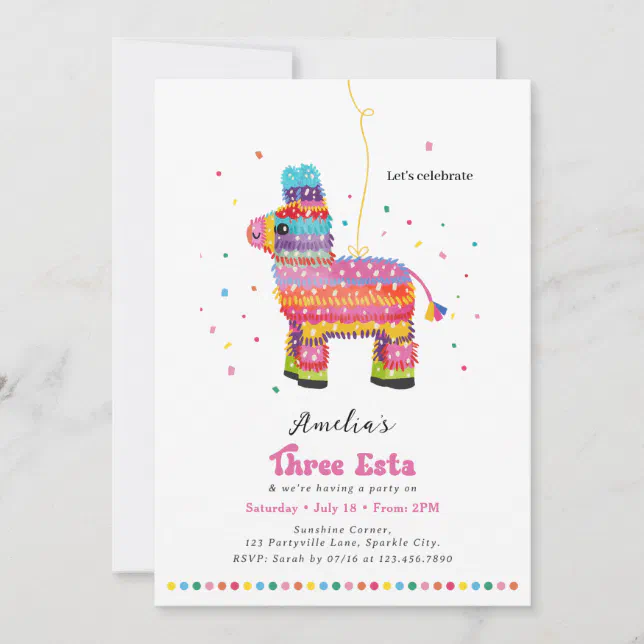 Girl's Three Esta Birthday Invitation | Zazzle