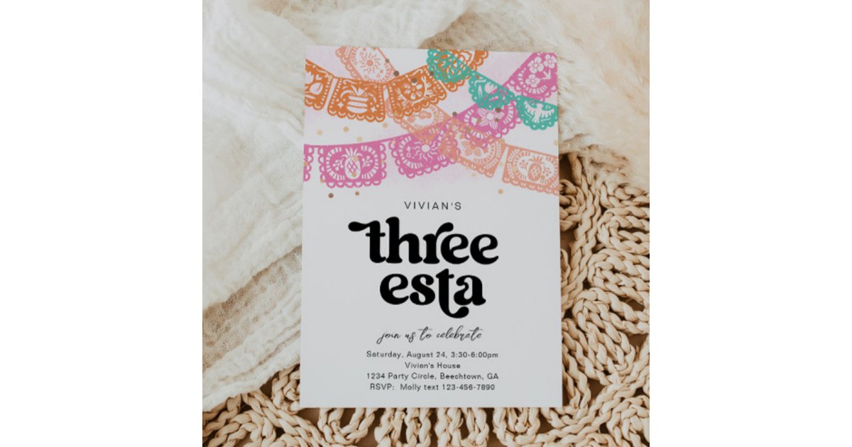 Girl's Three Esta Birthday Invitation | Zazzle