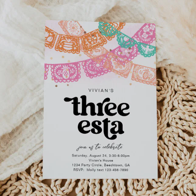 Girl's Three Esta Birthday Invitation | Zazzle