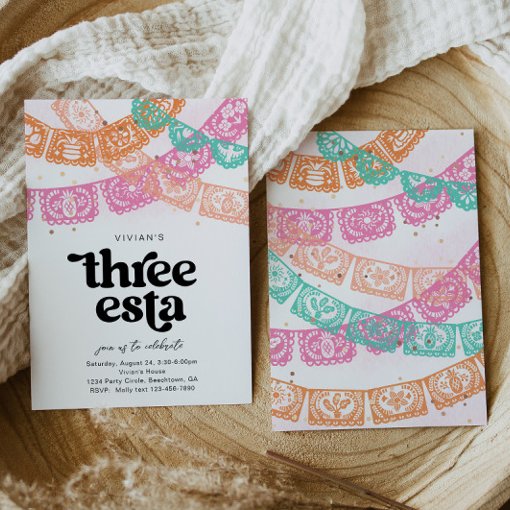 Girl's Three Esta Birthday Invitation | Zazzle