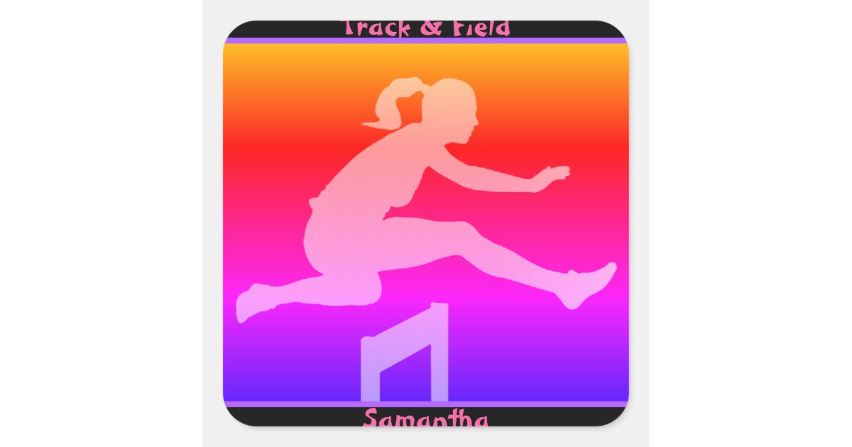 Girl's Track and Field Square Sticker | Zazzle