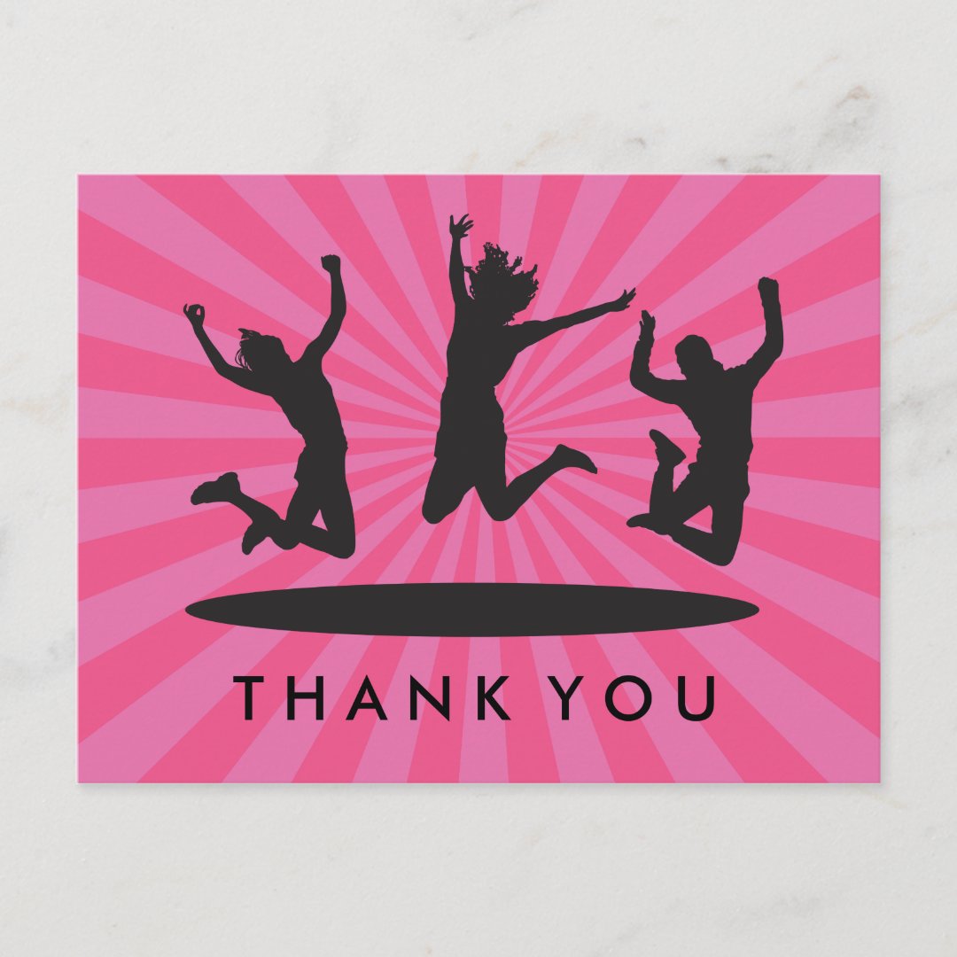 Girl's Trampoline Bounce House Birthday Thank You Postcard | Zazzle
